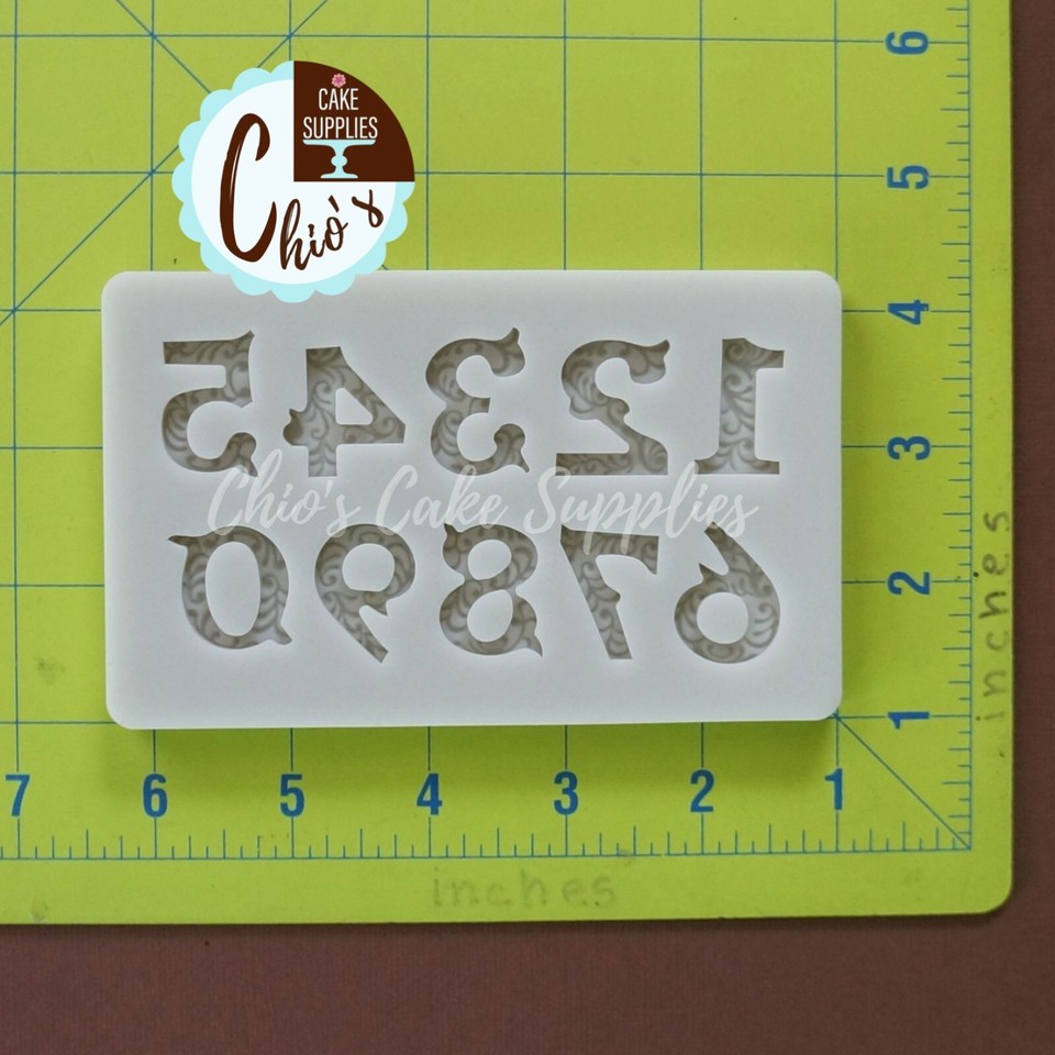 Fancy Numbers 0-9 Silicone Mold. For fondant, marzipan, chocolate ...