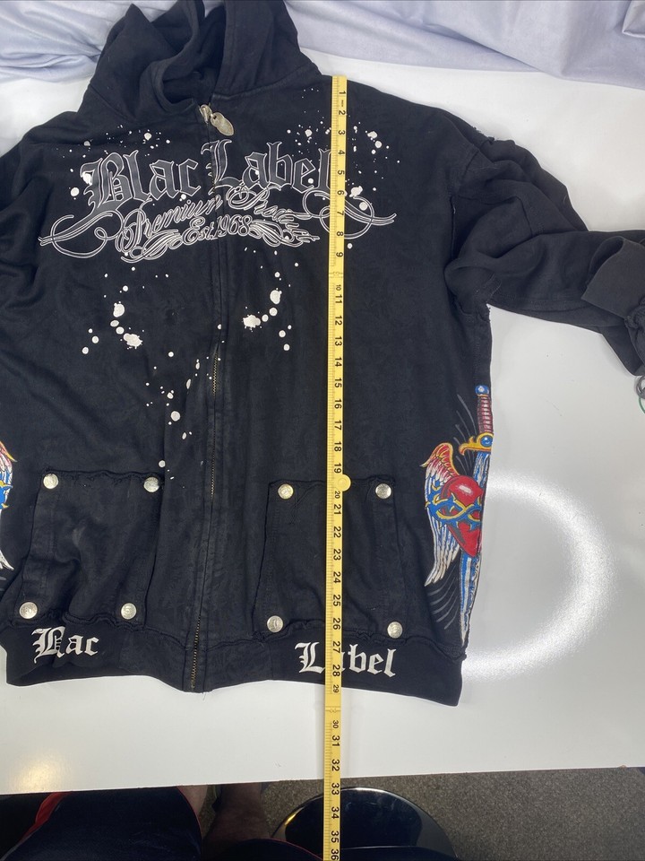 Blac Label Skulls Full Zip Hoodie Sweatshirt Jacket Mens 3XL Black | eBay