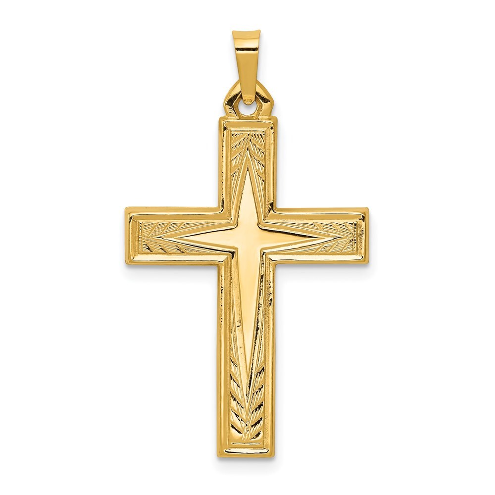 14k Yellow Gold Latin Cross Pendant L- 1.39", 1.08 gram Gift for Mother ...