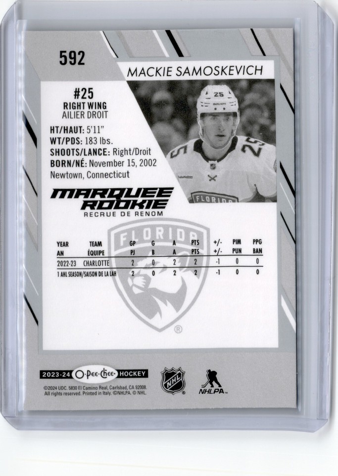 2023-24 O-Pee-Chee OPC Marquee Rookie #592 Mackie Samoskevich - Florida ...