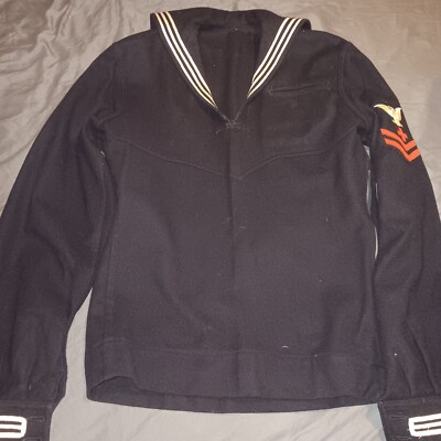 WWII US Navy Pharmacist Mate 2nd Class Dress Black Uniform Top | eBay