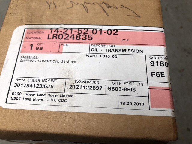 Land Rover Genuine Castrol Syntrans FE 75w Manual Transmission Oil ...