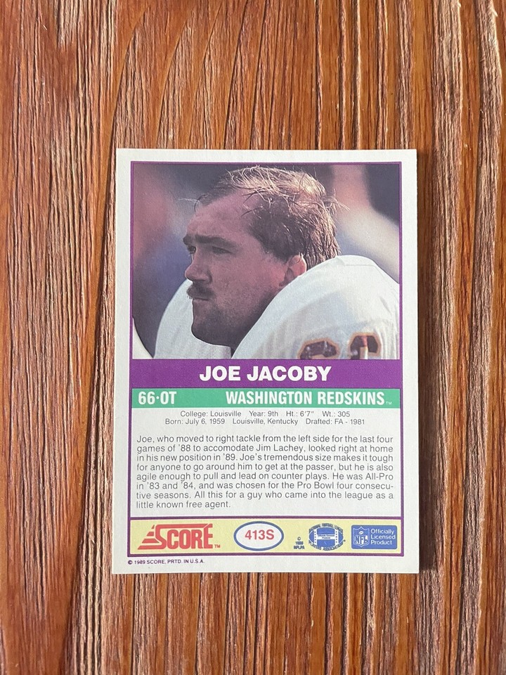 1989 Score Joe Jacoby 413s | eBay