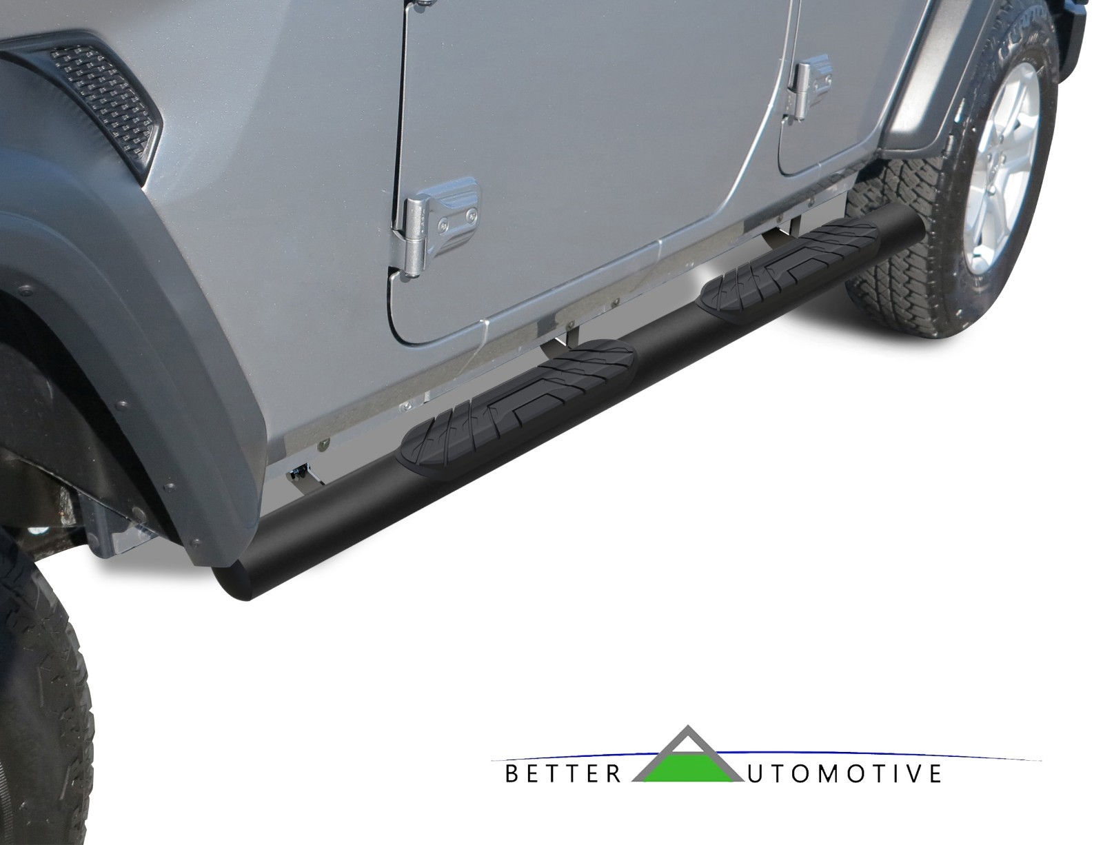 4" Texture Black Side Step Rails for 2018-2024 Jeep Wrangler JL 4 Door ...