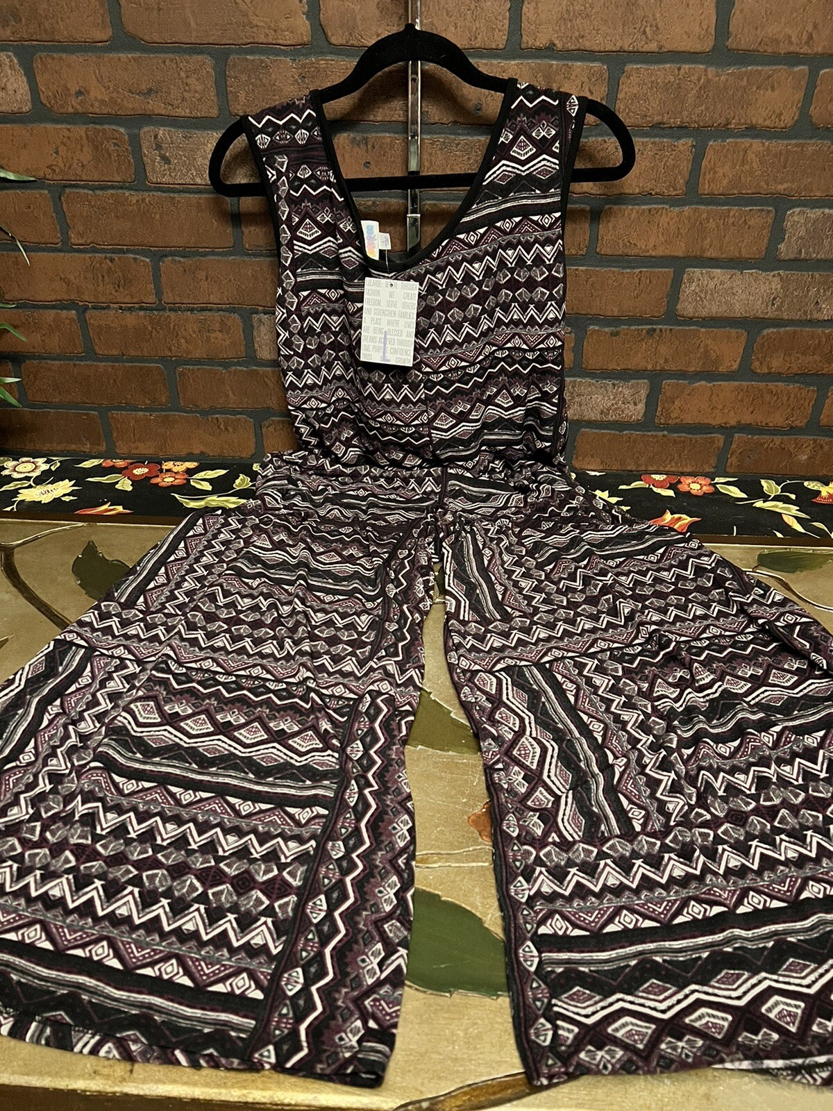 Lularoe Natalie Jumper Purple Burgundy Aztec Size Large Slinky New With ...