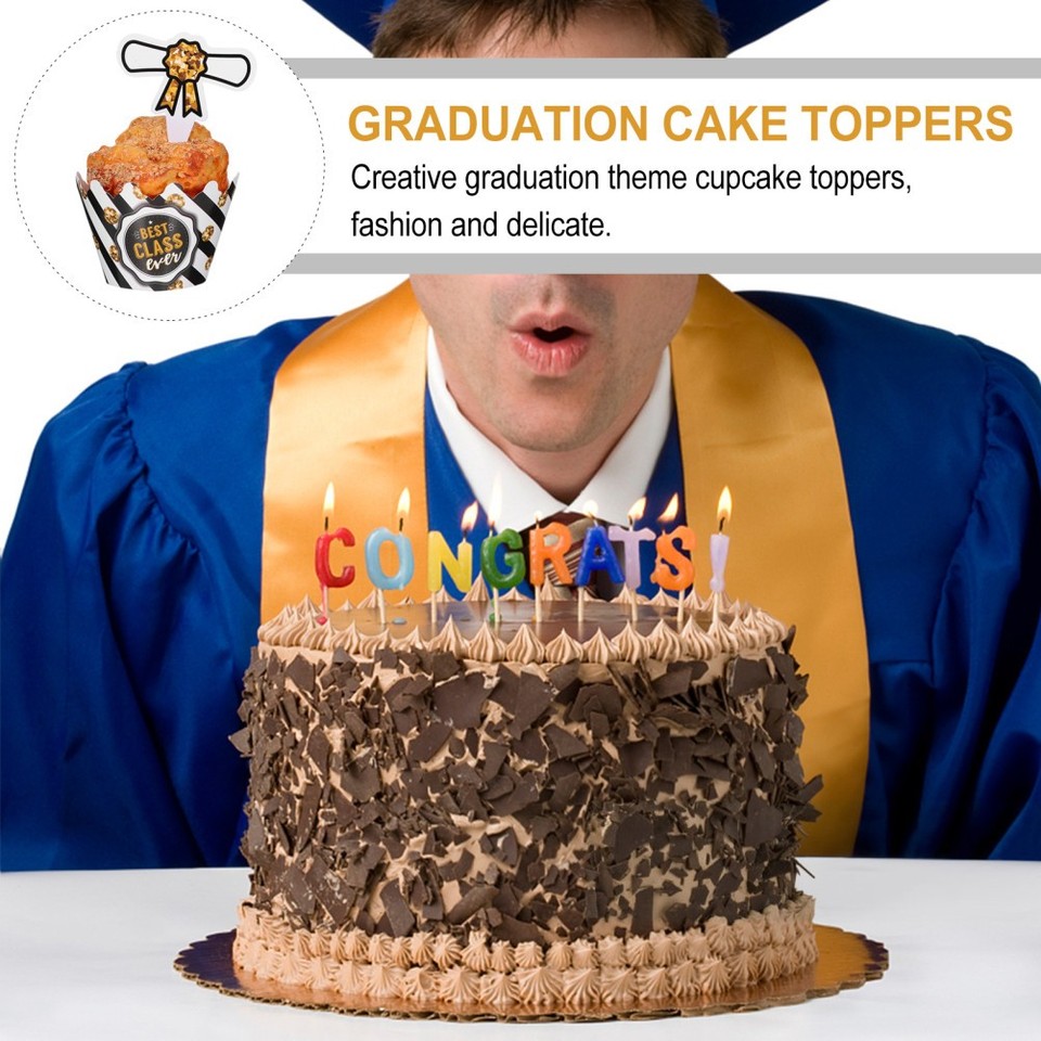 24 Sets Cake Decorating Supplies Graduation Picks Decorative Toppers ...