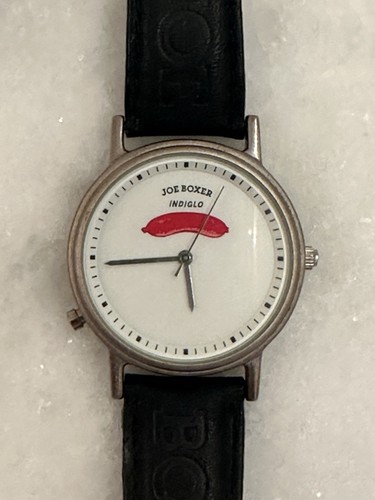 Vintage Joe Boxer 1995 Timex Indiglo Sausage Dial Leather Strap Watch ...