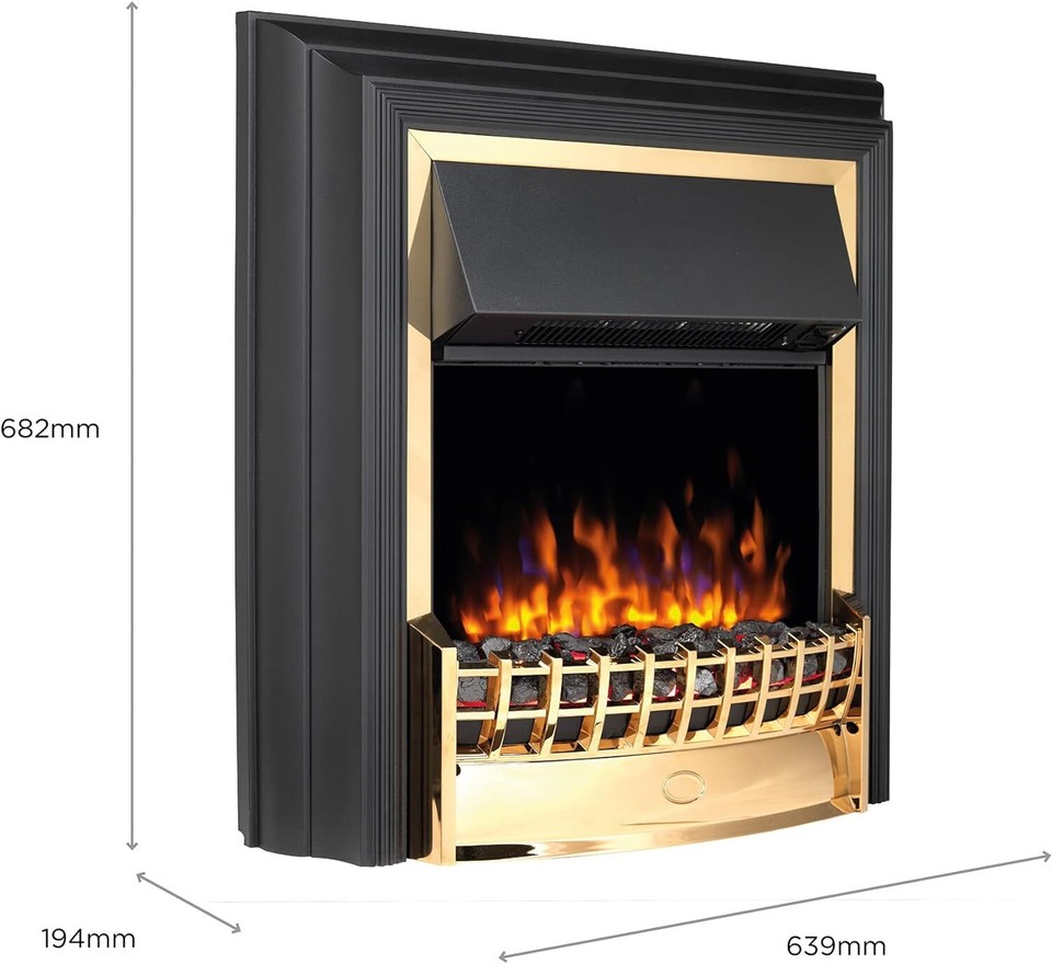 Dimplex Cheriton Deluxe Freestanding Optiflame Electric Fire, Brass and ...