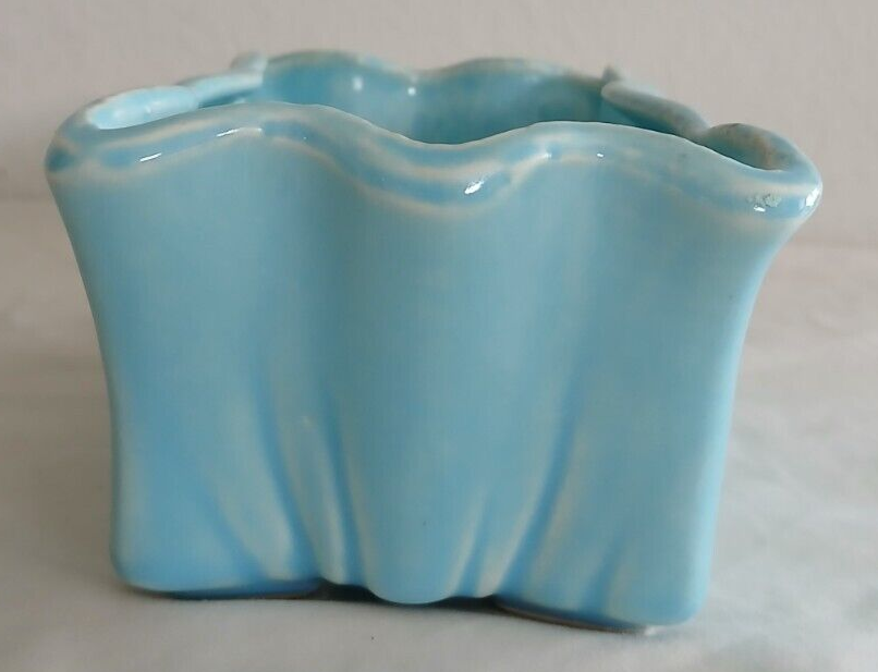 McCoy Rectangle Shaped Ruffled Edge Light Blue Ceramic Planter 7.5"x4 ...