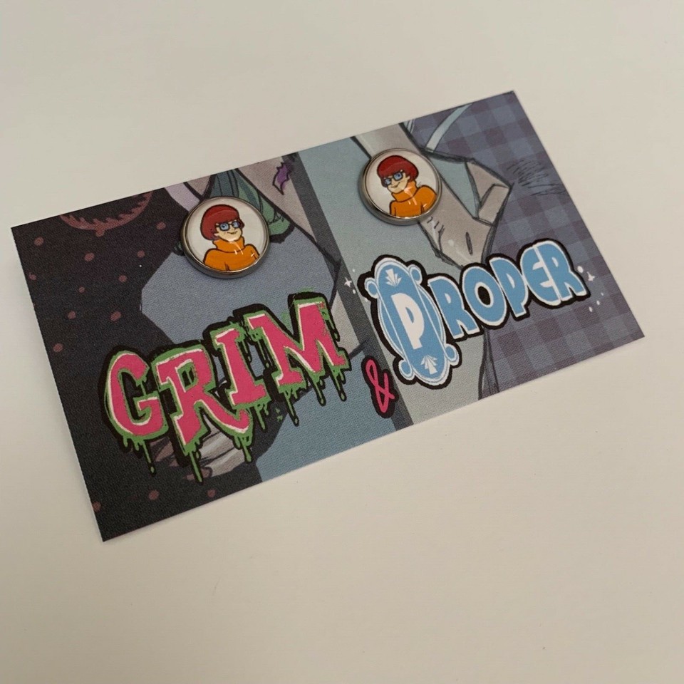 Velma Scooby Doo silver stud earrings retro vintage kitsch geek Shaggy ...