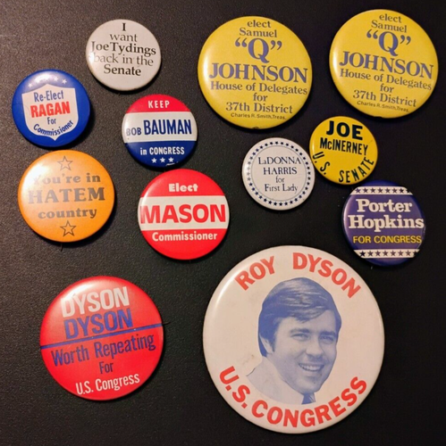 Vintage US Campaign Buttons Senate Congress Samuel Johnson Roy Dyson ...