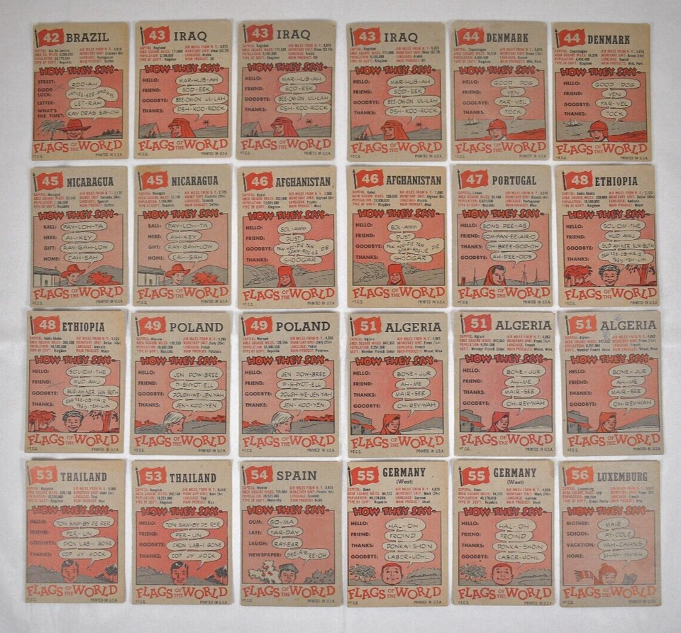 98 Vtg 1956-1959 A&BC Gum TOPPS Flags of the World Trading Cards | eBay