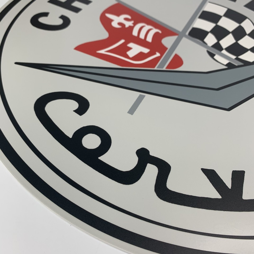 Chevrolet Corvette Metal Sign - Crossed Flags Emblem - 18" Diameter | eBay