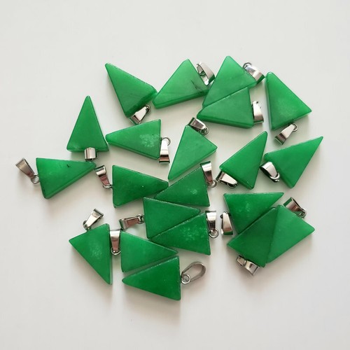 Wholesale 50pcs Fashion green jade natural stone triangle shape charms ...