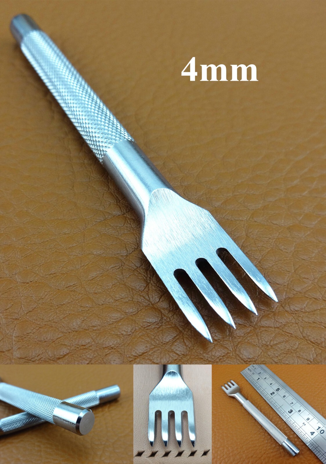 1pc 4mm 4prongs Leather Craft Diamond Sew Stitching Chisel Prick Iron ...