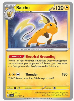 Raichu - 019/091 - SV: Paldean Fates (PAF) Pokemon TCG English PLAYSET ...