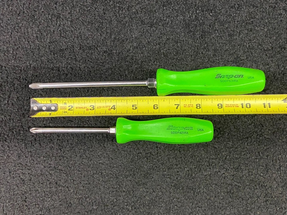 COOLl! Snap On Phillips Green Handle Screwdrivers SDDP42IRA & SDDP63IRA ...