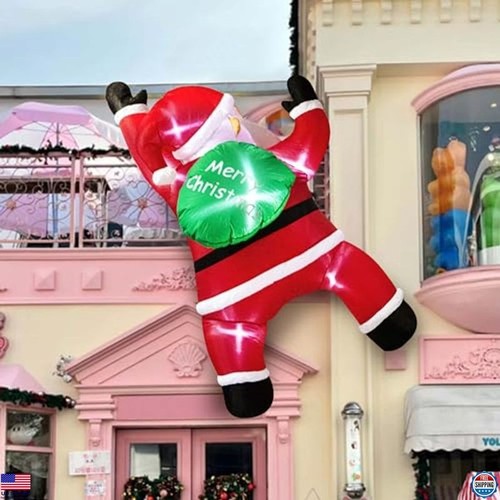 6FT Inflatable Santa Claus with Gift Bag - Bright LED Christmas Yard ...