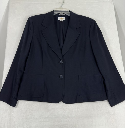 Vintage Talbots Blazer 18 Womens Navy Blue Jacket Wool Stretch 2 Button | eBay