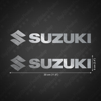 2 stickers compatibles avec SUZUKI custom 30 cm ARGENT brillant ...