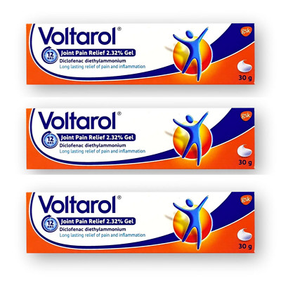 x3 Voltarol Pain Relief Gel 2.32% 12 Hour Joint & Back Pain Relief Gel ...