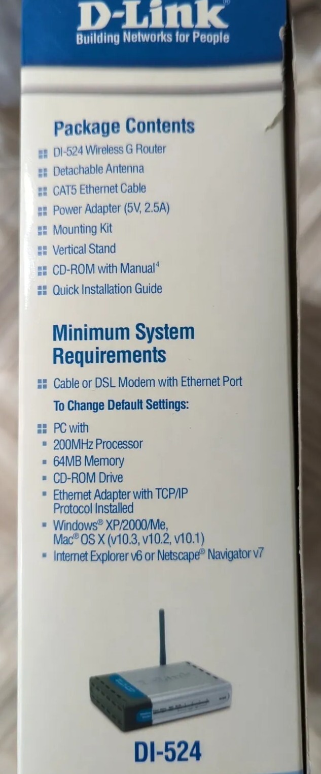 D-Link DI-524 54 Mbps 4-Port 10/100 Wireless G Router DI-524 | eBay