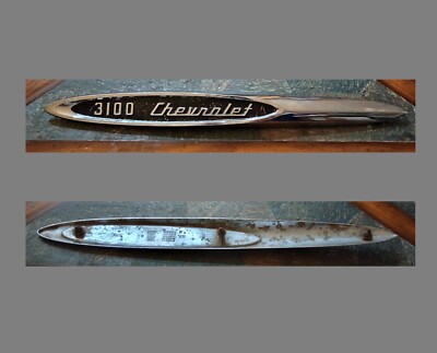 1957 3100 Chevrolet Front FENDER EMBLEM Chevy Truck Script Sword GM ...