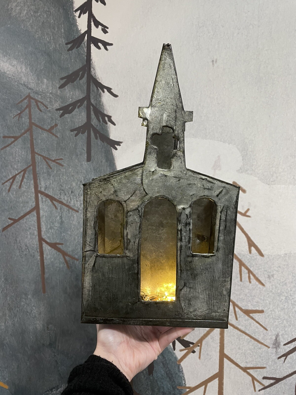 Pottery Barn Recycled Metal Church Farmhouse Christmas Luminary | eBay