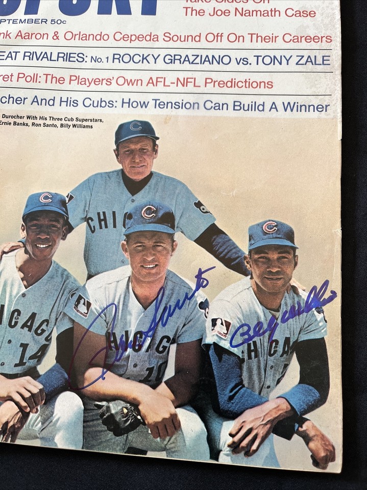 Ron Santo Billy Williams Chicago Cubs Signed SPORT 1969 Magazine ~ JSA ...