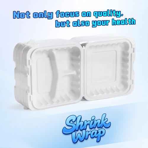 Food Containers 7.8" 30 oz 65 Pack - Shrink Wrap Mineral Filled BPA ...