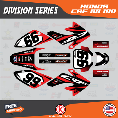 Graphics Kit for HONDA CRF 80 100 (2004-2016) DIVISION-RED | eBay