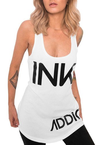 BRAND NEW InkAddict WOMENS INK Tank Top WHITE / BLACK XSMALL-2XLARGE ...