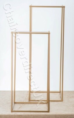 60,80,100cm Gold & Silver Rectangle Metal Flower Stand Pedestal Plinth ...