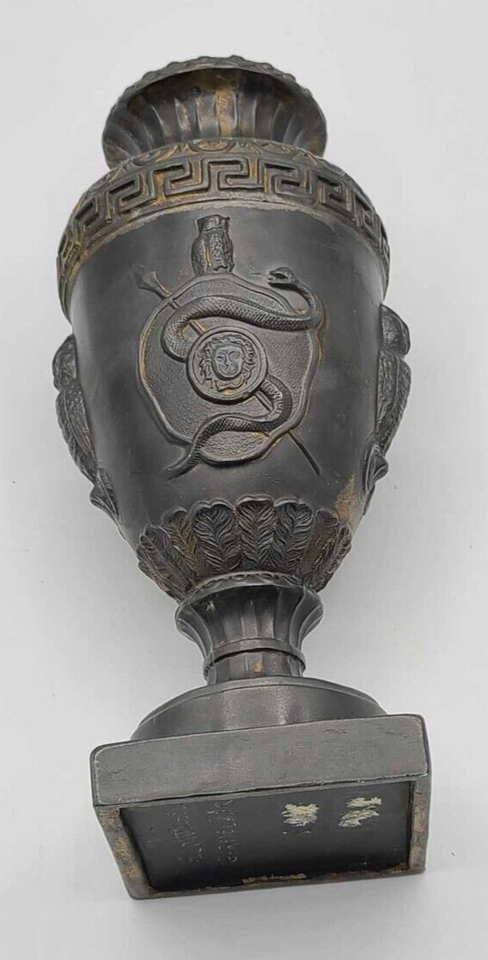 Antique 1920s Heavy Black Metal Vase Urn Signed Scott Museum Garfield ...