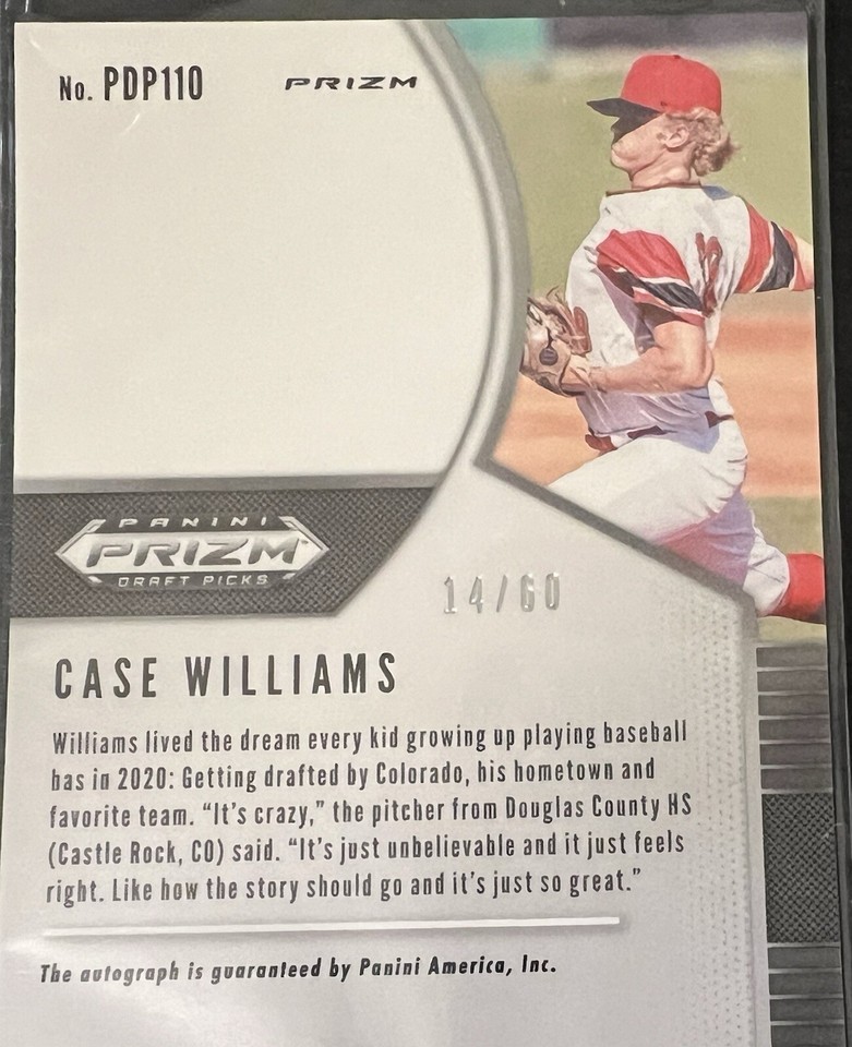 2020 Panini Prizm Draft Picks Blue Prizm Auto 14/60 Case Williams # ...