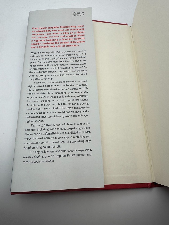 STEPHEN KING Never Flinch FIRST EDITION / 1ST PRINTING Hardcover Book ...