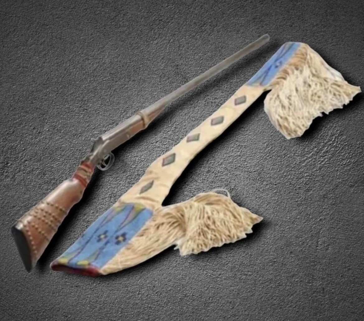 Native American Indian Beaded Rifle Scabbard Sioux Style Suede Leather ...