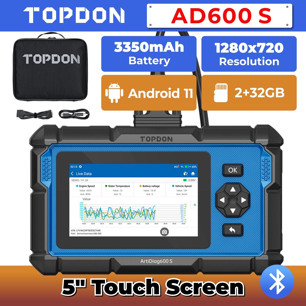 TOPDON ArtiDiag 600S OBD2 Scanner ABS SRS Engine AT Diagnostic Tool EPB ...