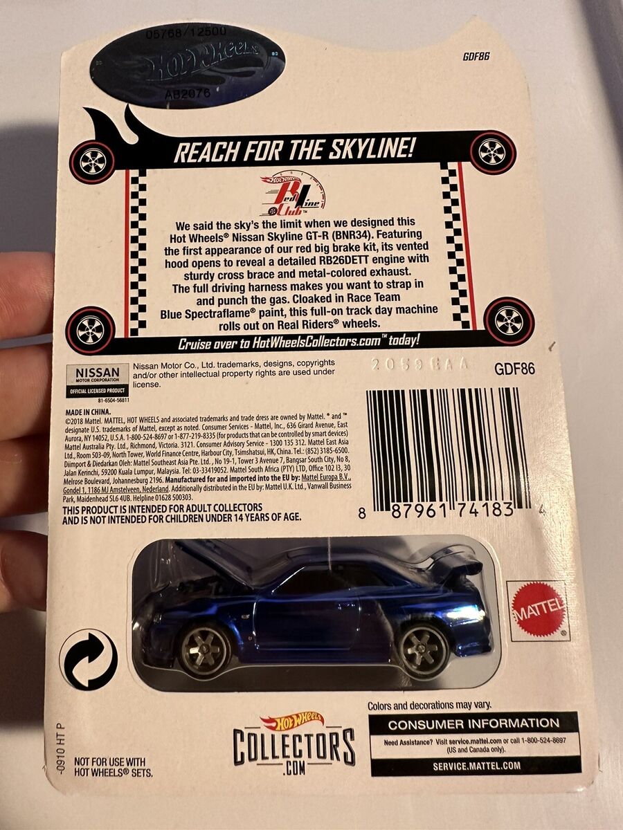 Hot Wheels RLC Nissan Skyline GTR R34 Blue GT-R #5768/12500 Hot Wheels RLC Nissan Skyline GTR R34 Blue GT-R #5768/12500