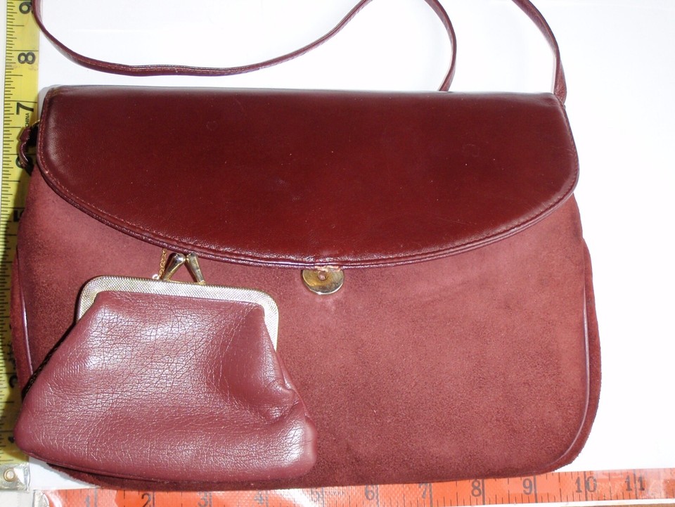 VTG 1950s Koret Saks Fifth Ave suede Burgundy Pocketbook W Leather ...