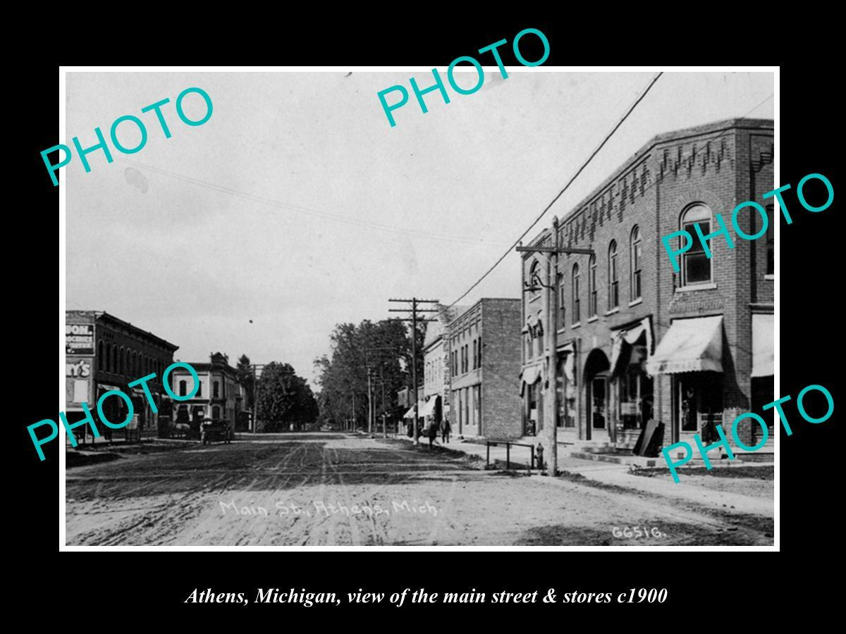OLD 8x6 HISTORIC PHOTO OF ATHENS MICHIGAN THE MAIN STREET & STORES ...