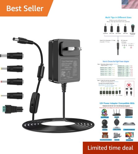 Durable 12V 2A AC to DC Power Adapter with Built-in Safety Protection ...