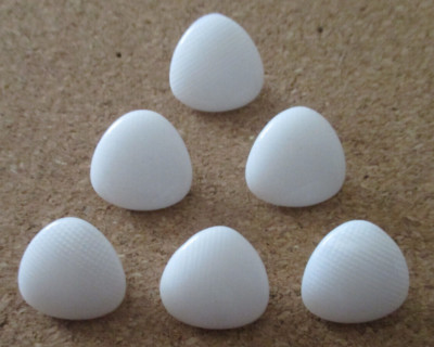 6 - Czech Glass Art Deco White Rounded Triangle Buttons #24 - 16.52mm x ...
