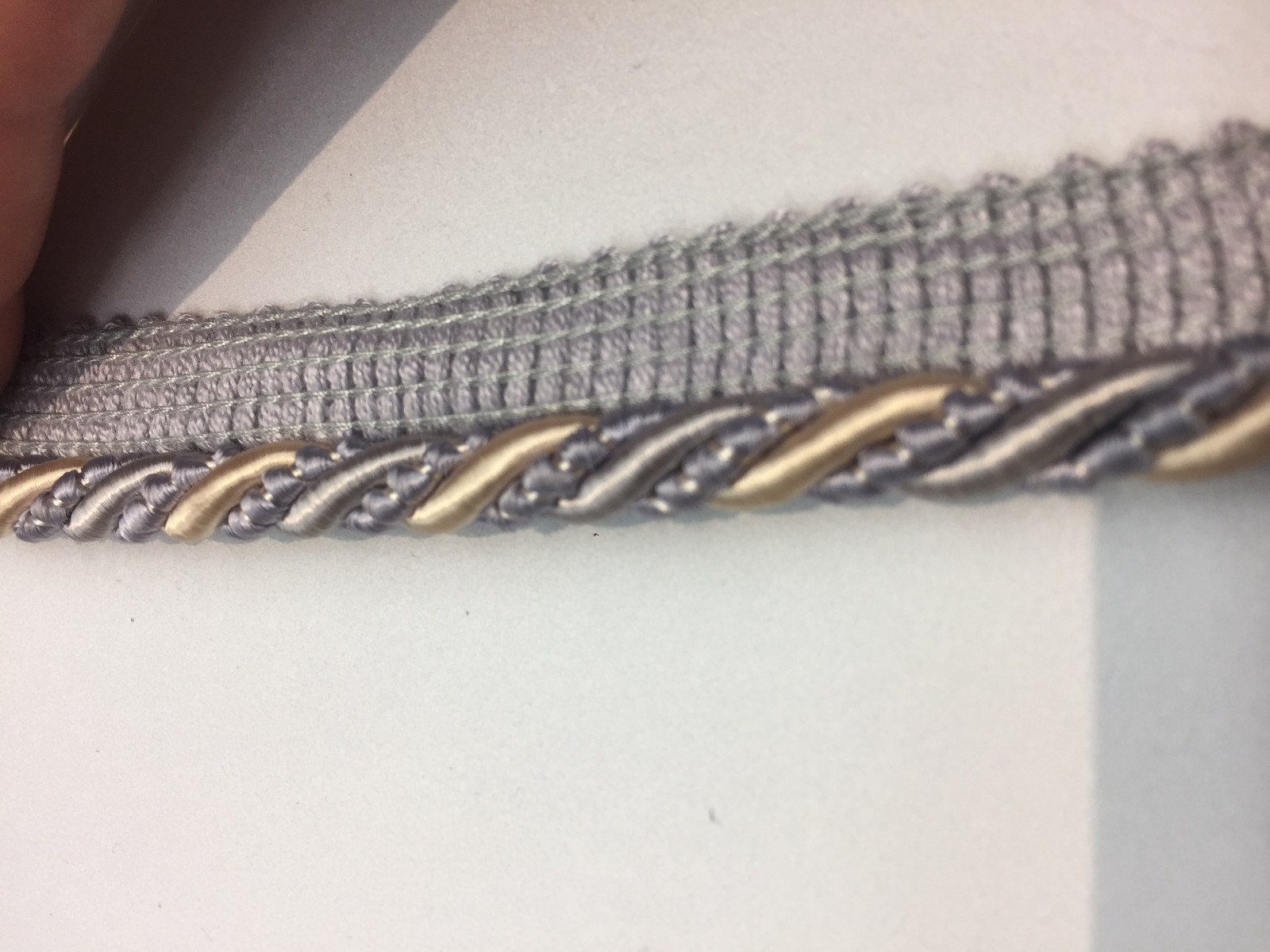 Light Blue with Beige Trim Rope with Gimp Upholstery By The Yard | eBay