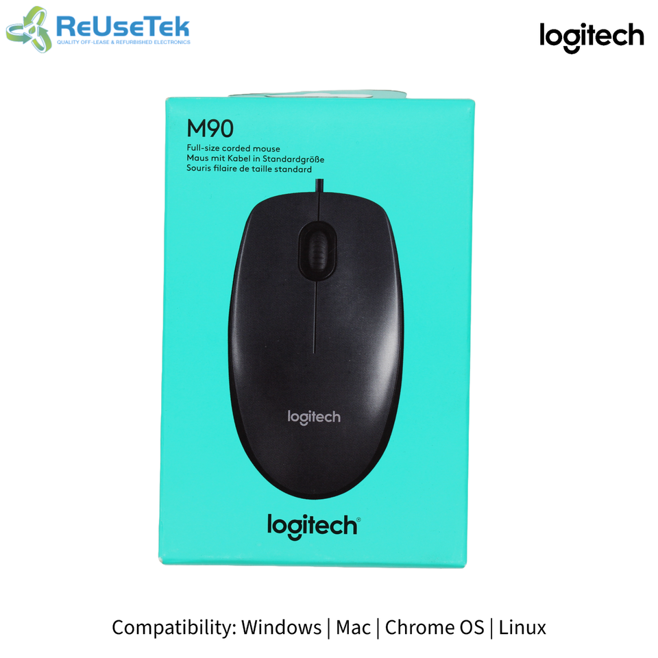 Logitech Mouse Wired M90 Black USB Windows Mac Chrome OS Cursor Optical ...