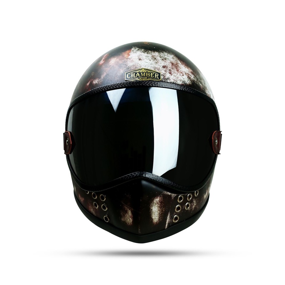 FULL FACE VINTAGE CUSTOM HELMET GALAXY PATINA GOLD LEAF CAFE RACER ...
