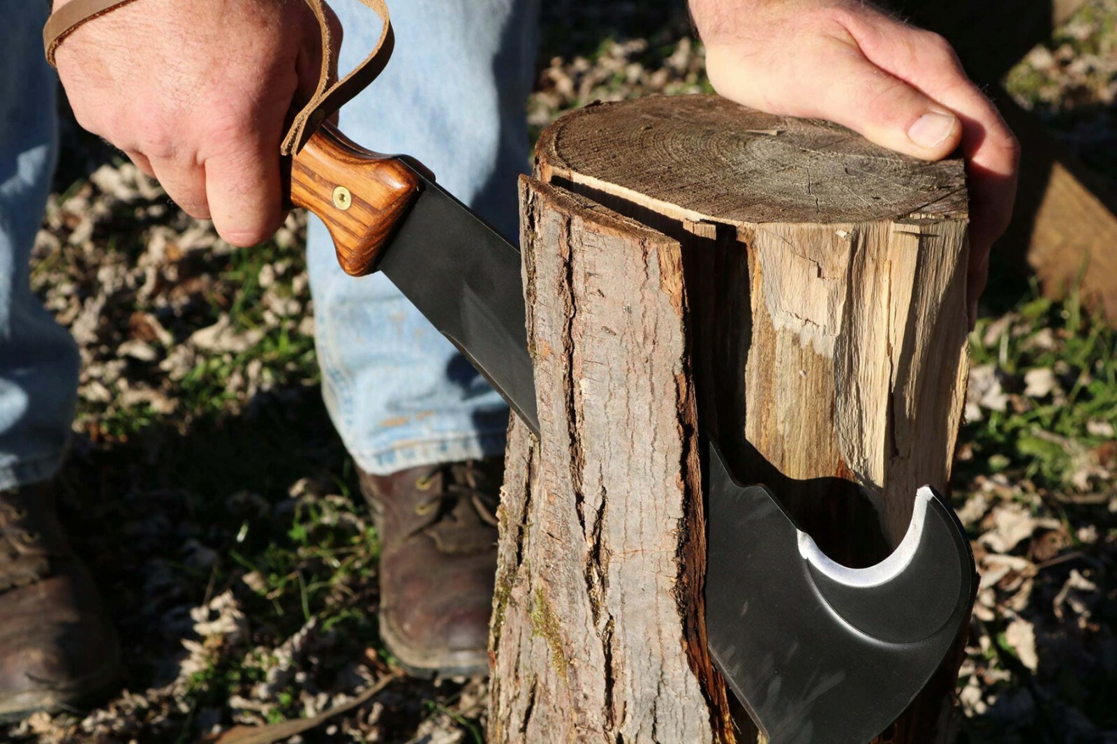 Woodman's Pal ~ 2.0 Multi Use Axe Machete with Sheath & Stone Machete ...