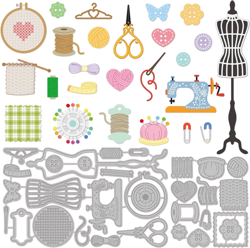 2Set 31Pcs Sewing Tool Cutting Dies for DIY Scrapbooking Metal Sewing ...