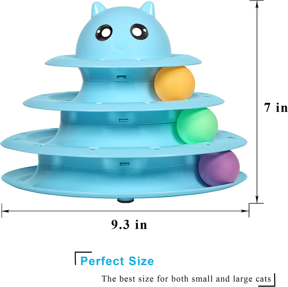 Cat Toy Roller 3-Level Turntable Cat Toys Balls with Six Colorful Balls ...