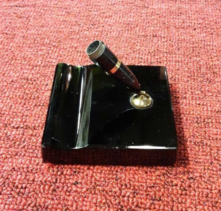 Vintage 1950's / 1960's Sheaffer's Fountain PEN DESK HOLDER Onyx Black ...